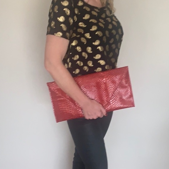 Bags | New Gorgeous Snake Skin Texture Red Clutch Purse | Poshmark